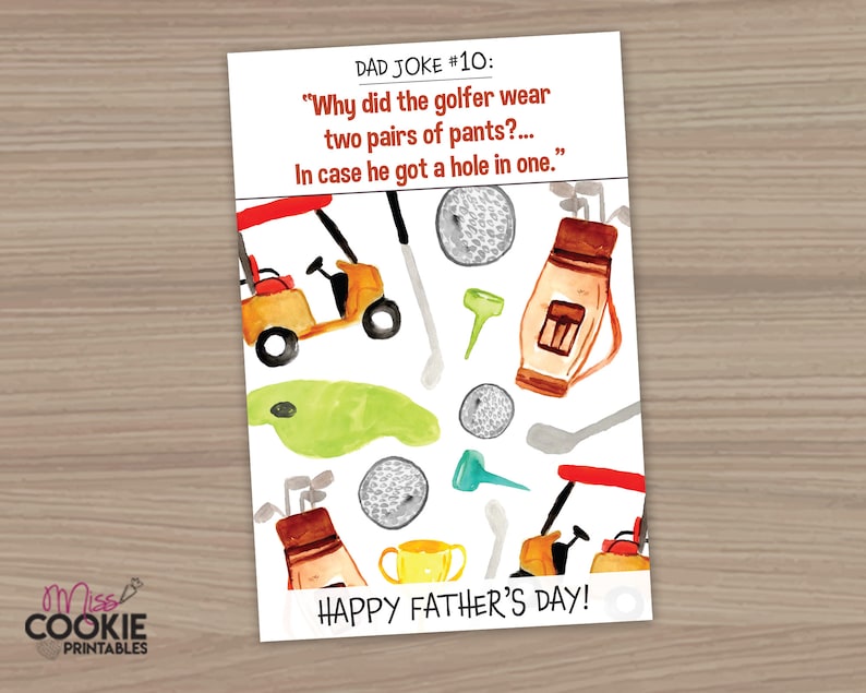 4" X 6" Dad Joke #10 Golf Cookie Card, Happy Father’s Day Golf Joke ...