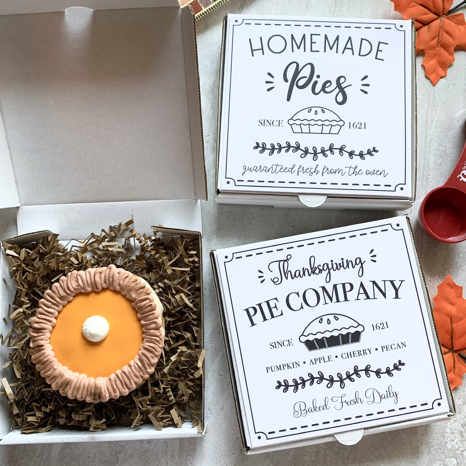 5 Farm Fresh Pies Pie Box Cookie Tag Square Pizza Pie | Etsy