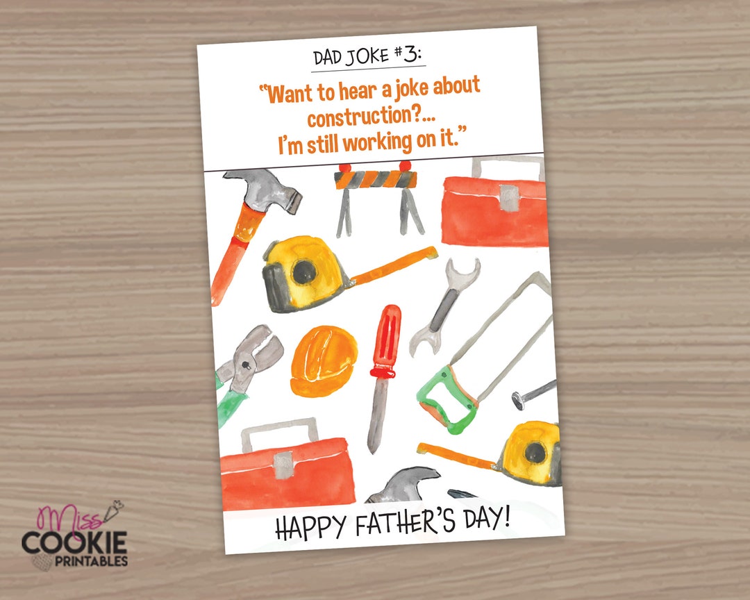 4" X 6" Dad Joke #14 Construction Cookie Card, Happy Father’s Day ...