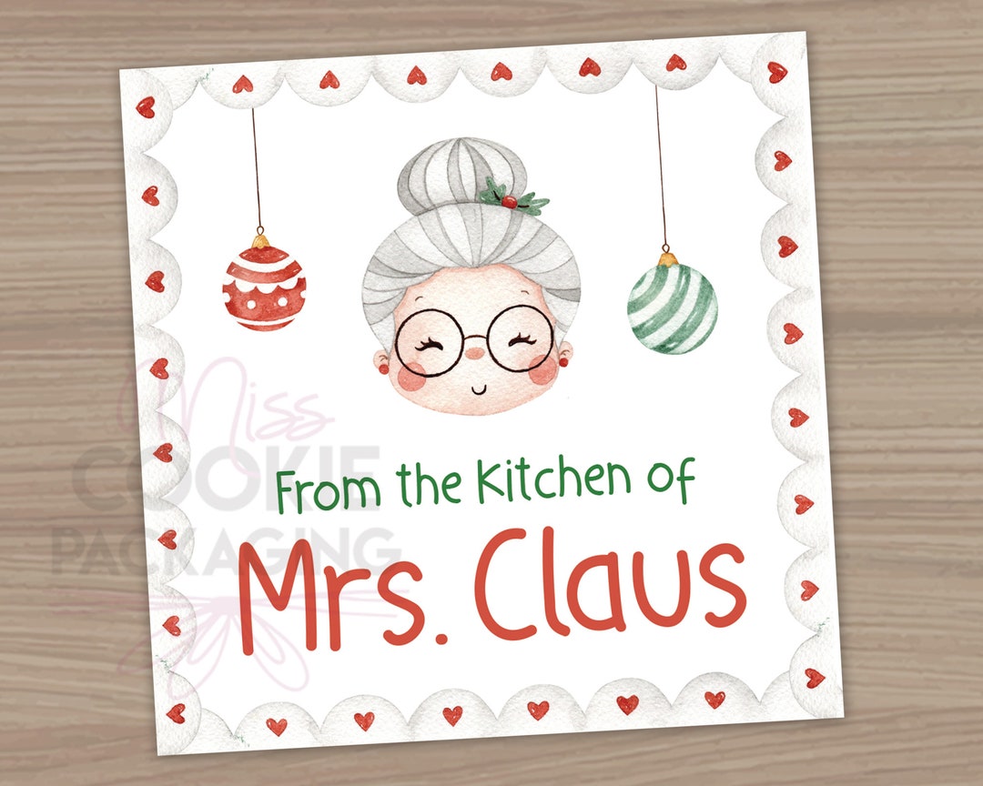 From the Kitchen of Mrs. Claus 2" Tag, Christmas Cookie Tag, Bakery ...
