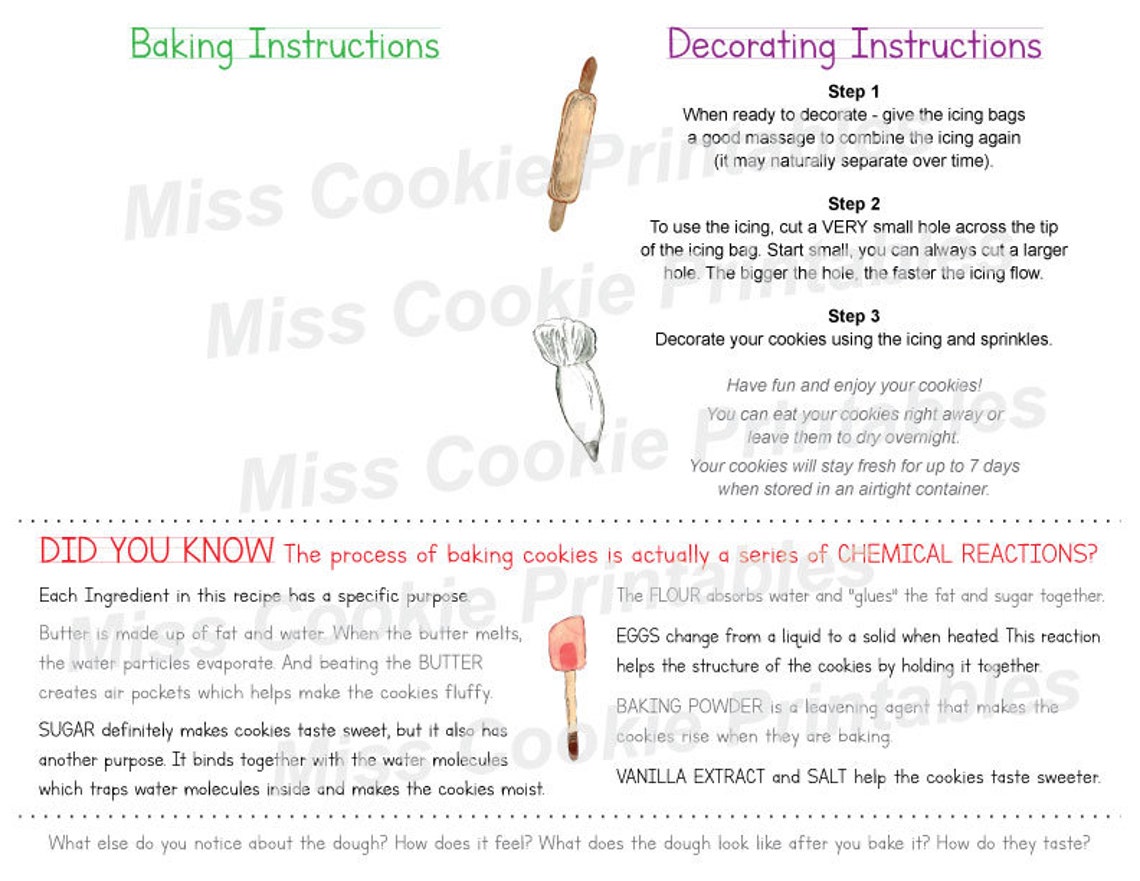 Printable Take Home Cookie Kit Instructions 8.5x11 - Etsy