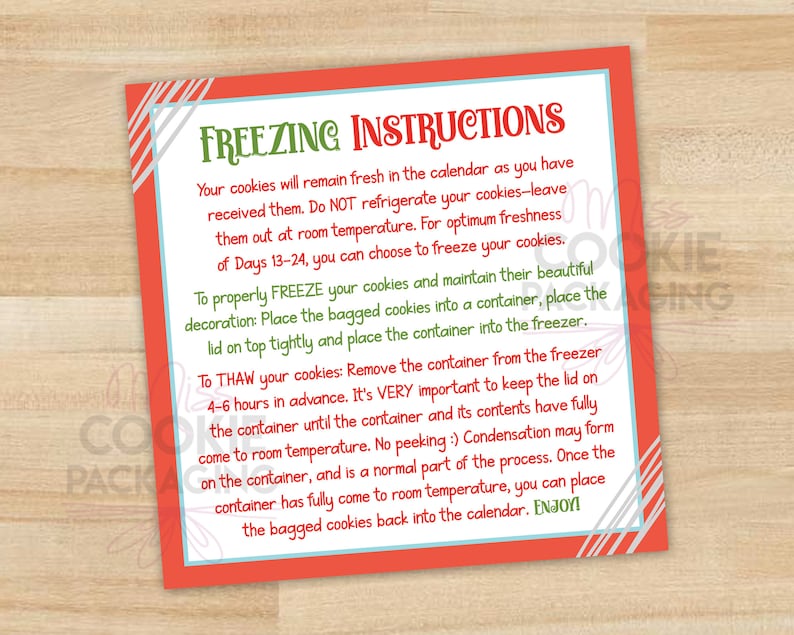 24 Day Cookie Countdown Freezing Instructions printable File - Etsy