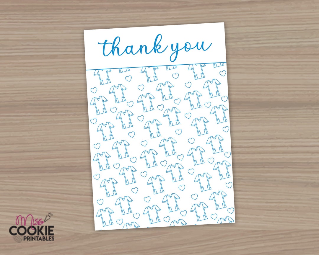 Printable Mini Cookie Card Thank You Appreciation 3.5" X 5" Doctor ...