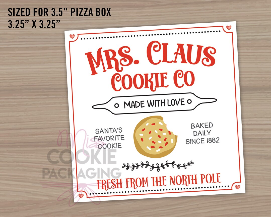 3.25" Mrs Claus Cookie Co Box Cookie Tag, Mrs Claus Cookie Company ...