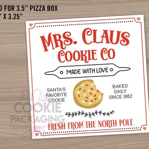 3.25 Mrs Claus Cookie Co Box Cookie Tag, Mrs Claus Cookie Company Pizza ...