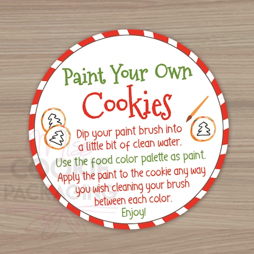 Printable Christmas PYO Paint Your Own Cookie Tag Instructions - Etsy