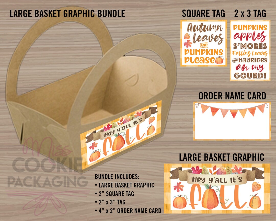 Hey Y'all It's Fall LARGE Basket Graphic Bundle, Printable Fall Cookie ...