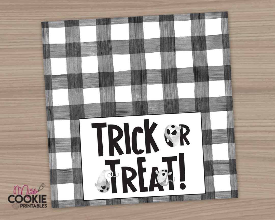 4" Trick or Treat Ghost Cookie Topper, Black White Candy Bag Topper ...