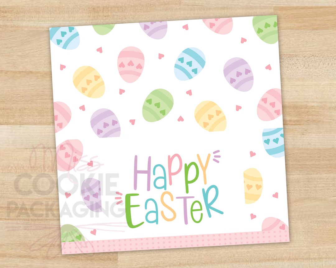 4" Happy Easter Colorful Eggs Cookie Bag Topper, Easter Eggs Cookie Bag ...