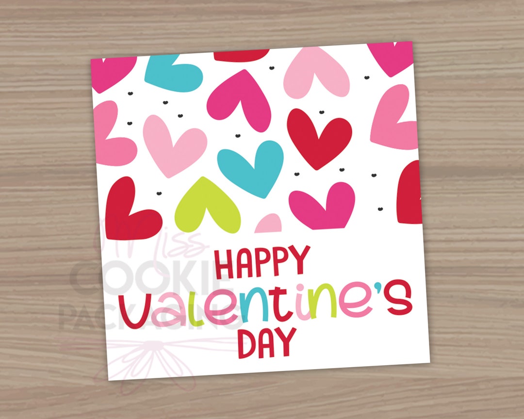 2" Happy Valentine's Day Cookie Tag, Valentine Cookie Tag, Valentines ...