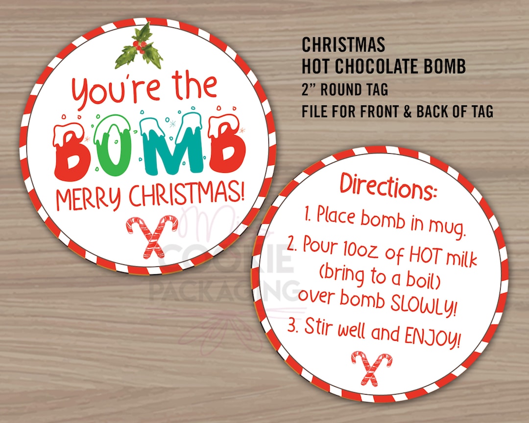 You're the BOMB Merry Christmas 2" Hot Chocolate Bomb Tag, Hot ...