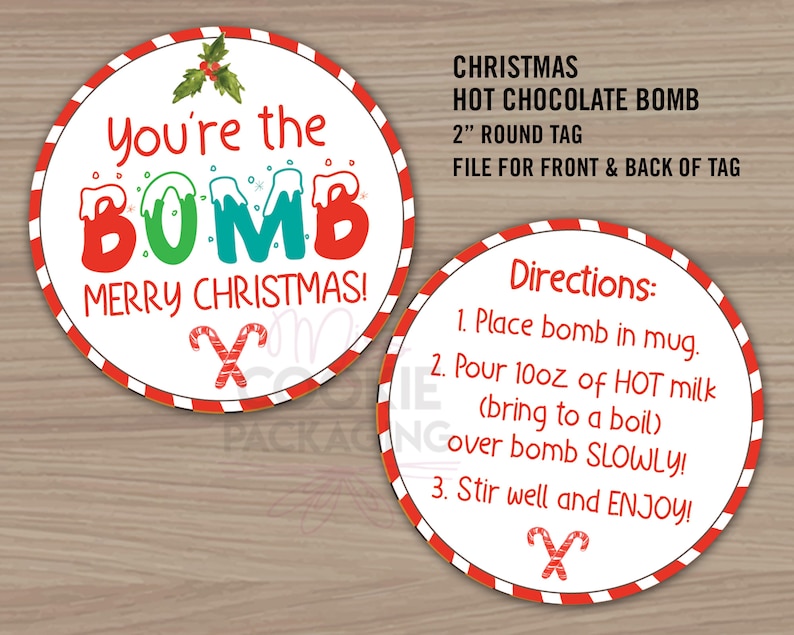 You're the BOMB Merry Christmas 2" Hot Chocolate Bomb Tag, Hot ...