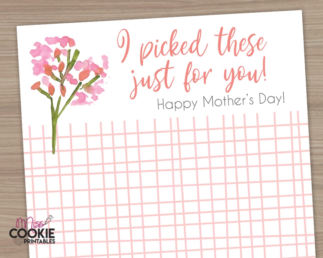 Printable Mini Cookie Card "i Picked These Just for You" 3.5" X 5 ...