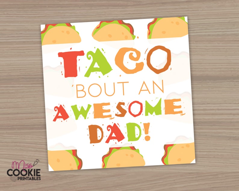 TACO 'bout an Awesome Dad Father's Day Cookie Tag - Etsy