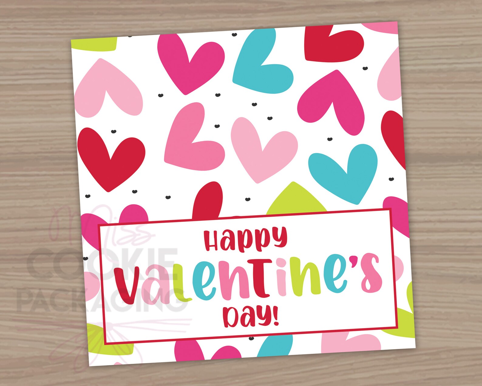 4" Happy Valentine's Day Cookie Bag Topper, Valentine Cookie TOPPER ...