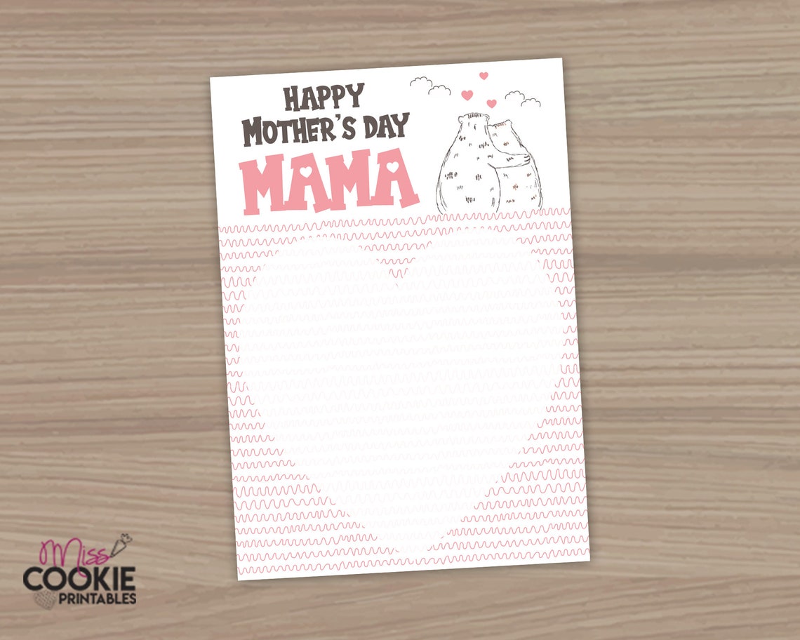Printable Mini Cookie Card "happy Mother's Day Mama" 3.5" X 5" Mother's ...