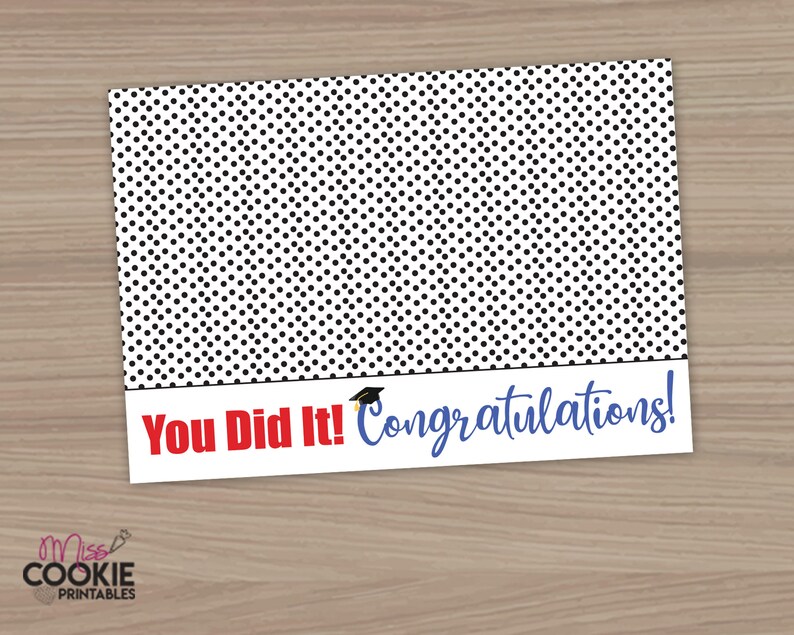 Printable you Did It Congratulations Mini Cookie Card 5 X | Etsy