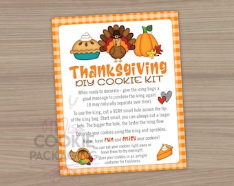 Turkey Thanksgiving Decorate Your Own Cookie Kit Instructions Card 4x5 ...
