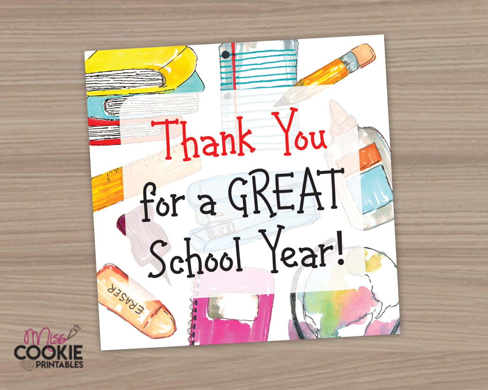 Printable “thank You for a GREAT School Year” 2 Inch Square Cookie Tag ...