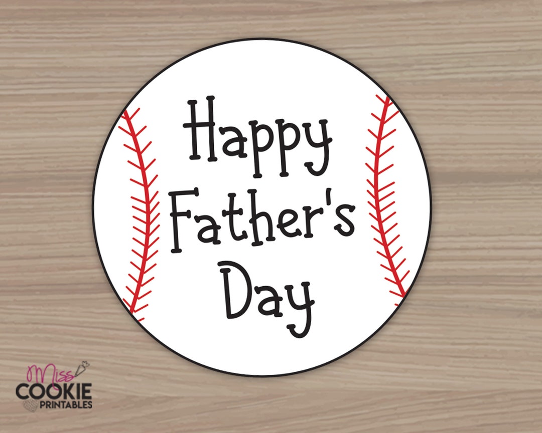 Happy Father's Day! Baseball Cookie Tag, 2" Round Father's Day Cookie ...