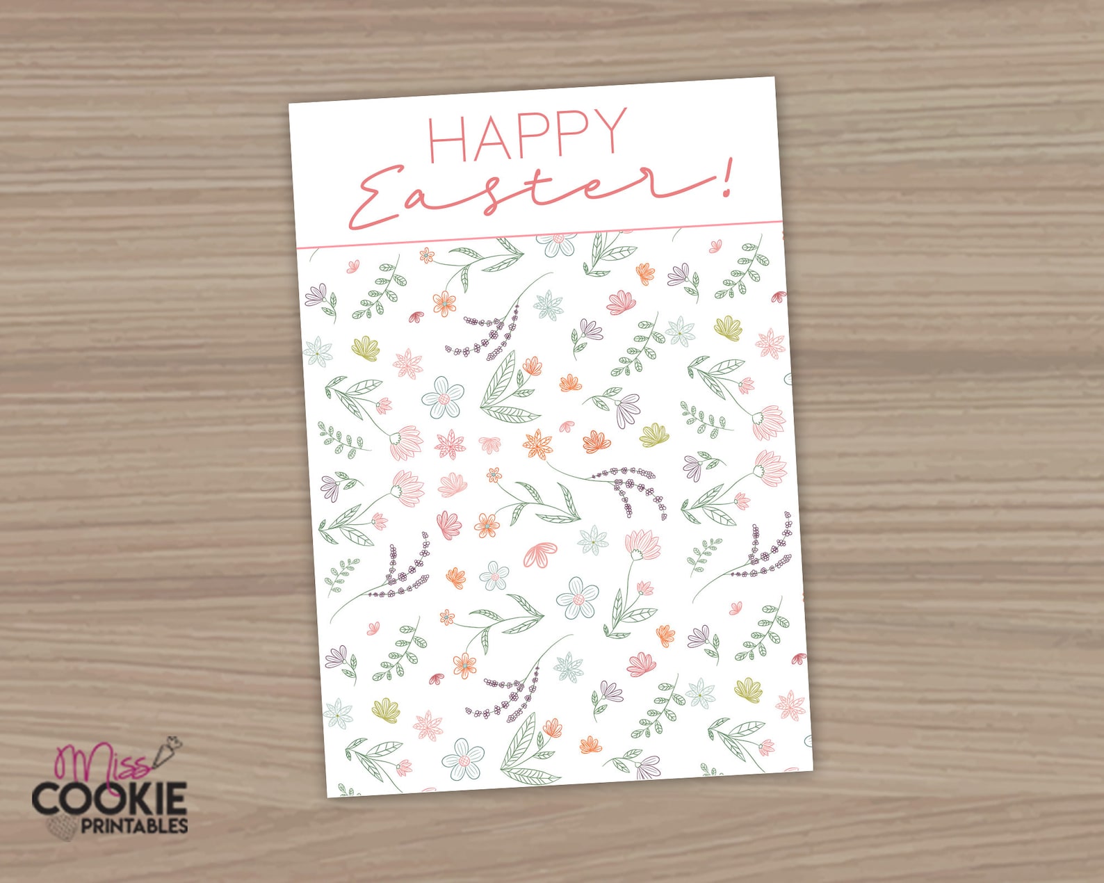 Happy Easter Printable Mini Cookie Card - 3.5" X 5" Easter Card ...