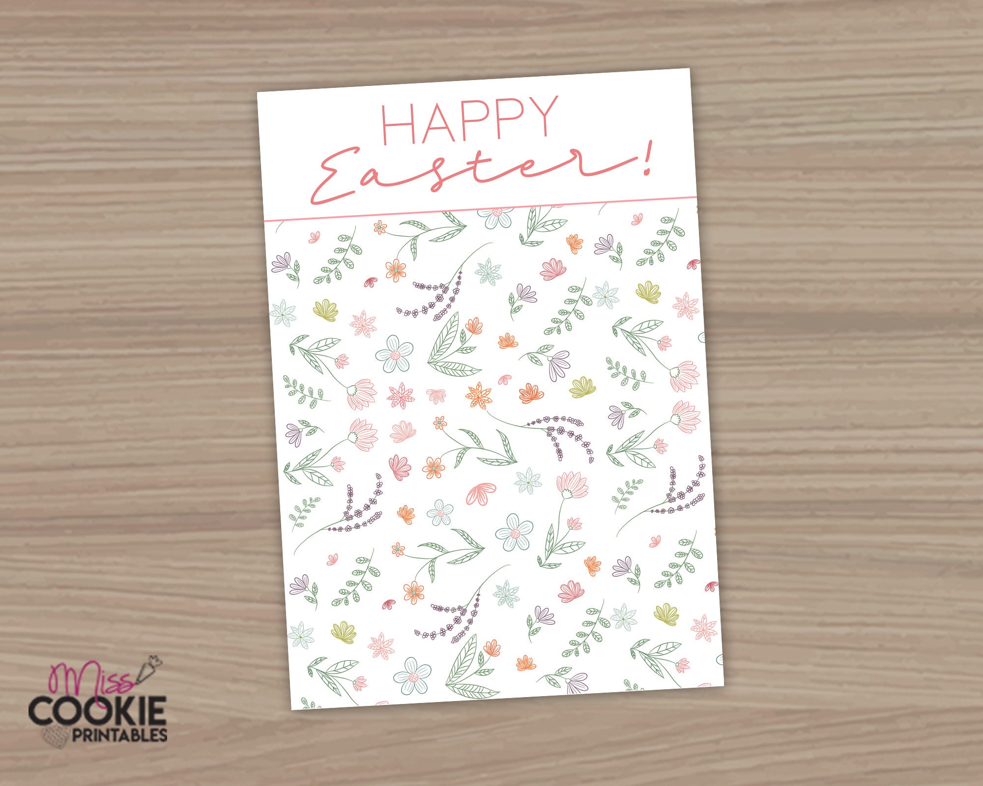 Happy Easter Printable Mini Cookie Card - 3.5" X 5" Easter Card ...