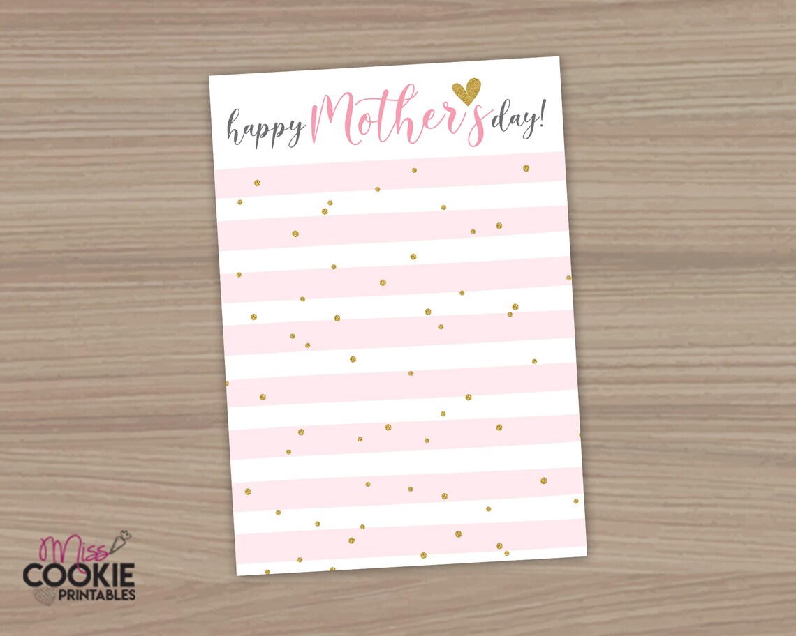Printable Mini Cookie Card Happy Mother's Day 3.5" X 5" Mother's Day ...