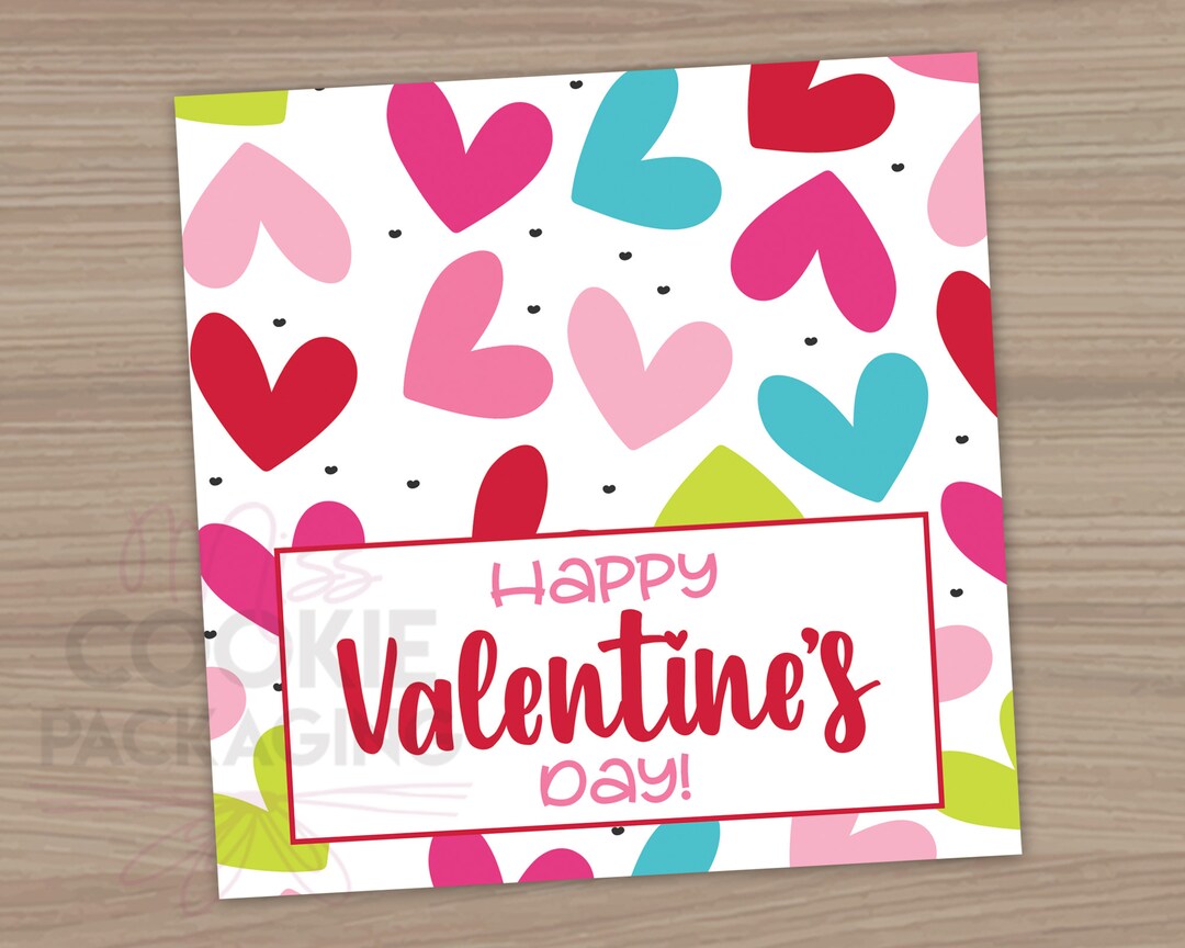 4" Happy Valentine's Day Cookie Bag Topper, Valentine Cookie TOPPER ...