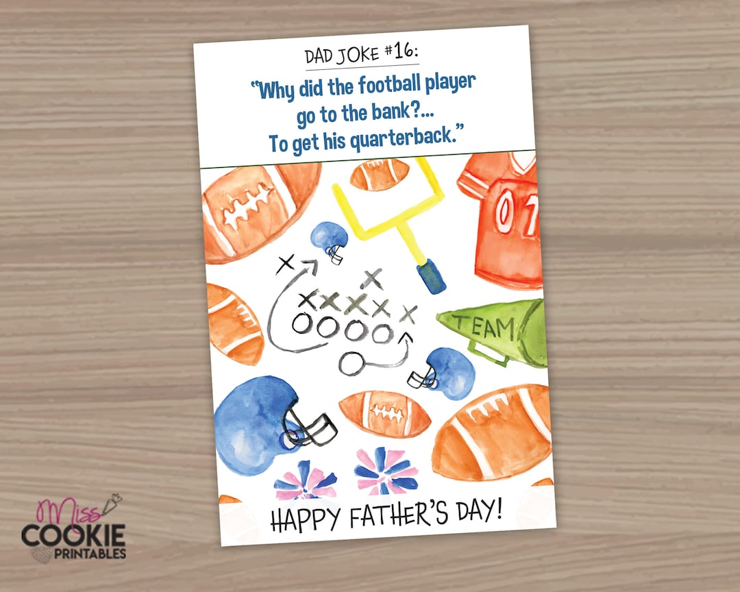 4" X 6" Dad Joke #14 Football Cookie Card, Happy Father’s Day Football ...