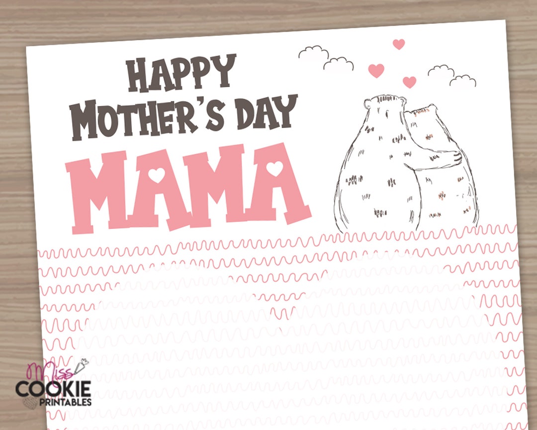 Printable Mini Cookie Card "happy Mother's Day Mama" 3.5" X 5" Mother's ...