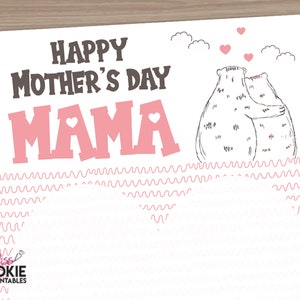Printable Mini Cookie Card "happy Mother's Day Mama" 3.5" X 5" Mother's ...