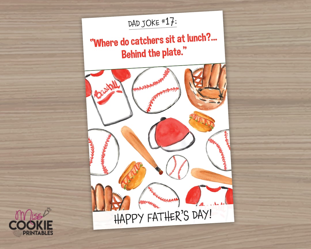4" X 6" Dad Joke #14 Baseball Cookie Card, Happy Father’s Day Baseball ...
