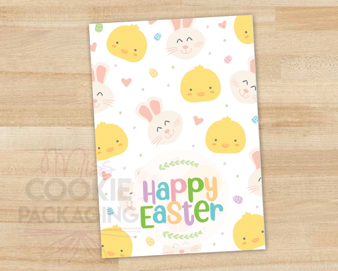 Happy Easter Chicks & Bunnies Mini Cookie Card, Bunny Chick Kid Basket ...