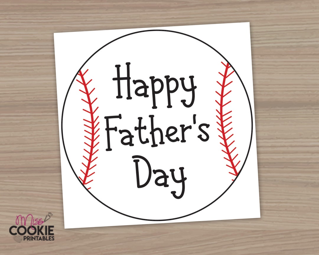 Happy Father's Day! Baseball Cookie Tag, 2" Square Father's Day Cookie ...