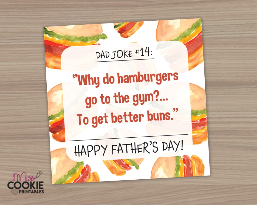 Dad Joke #14 Burgers Joke Happy Father’s Day Cookie Tag, 2” Square ...