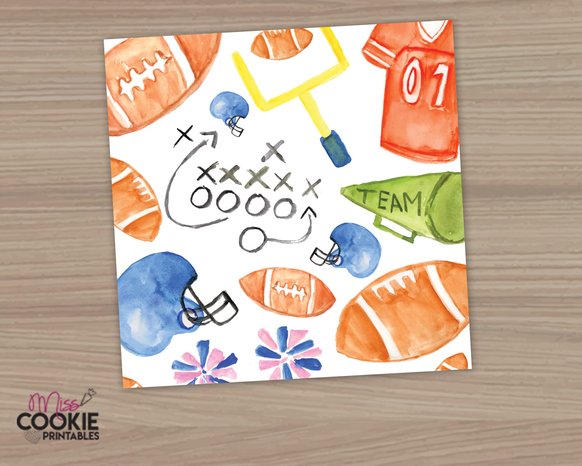 Father's Day Football Cookie Box Backer, Football Cookie Card Backers ...