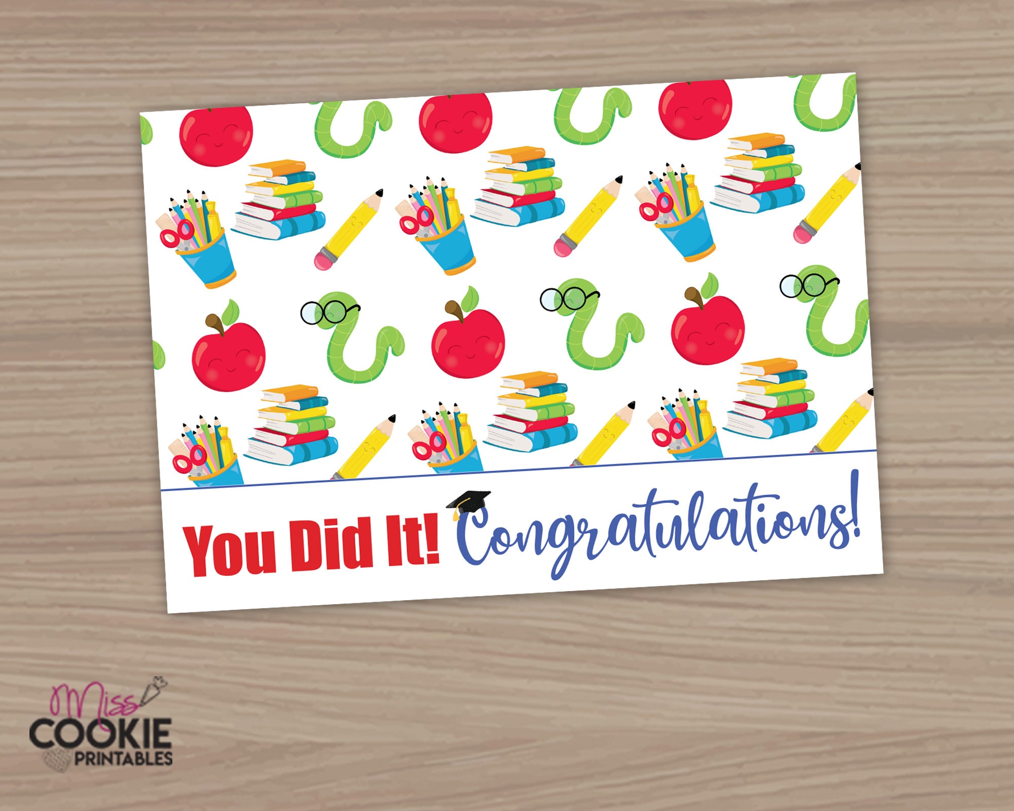 Printable you Did It Congratulations Mini Cookie Card 5 X 3.5 ...