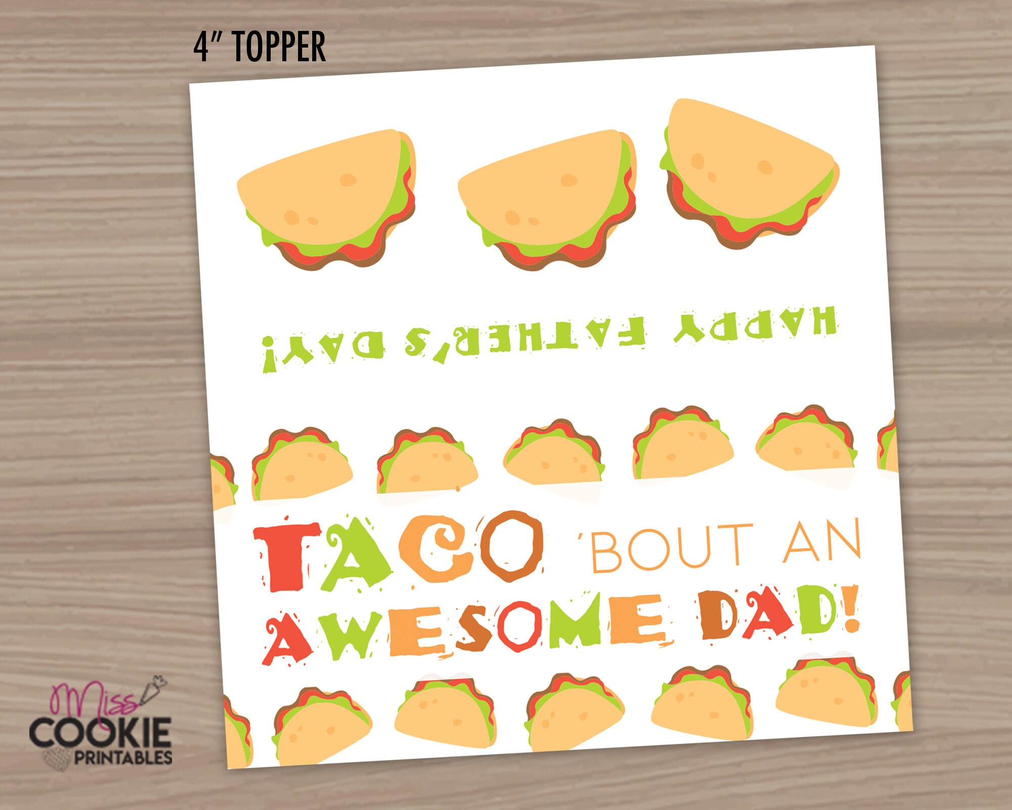 4 TACO 'bout an Awesome Dad Cookie Topper Fathers | Etsy