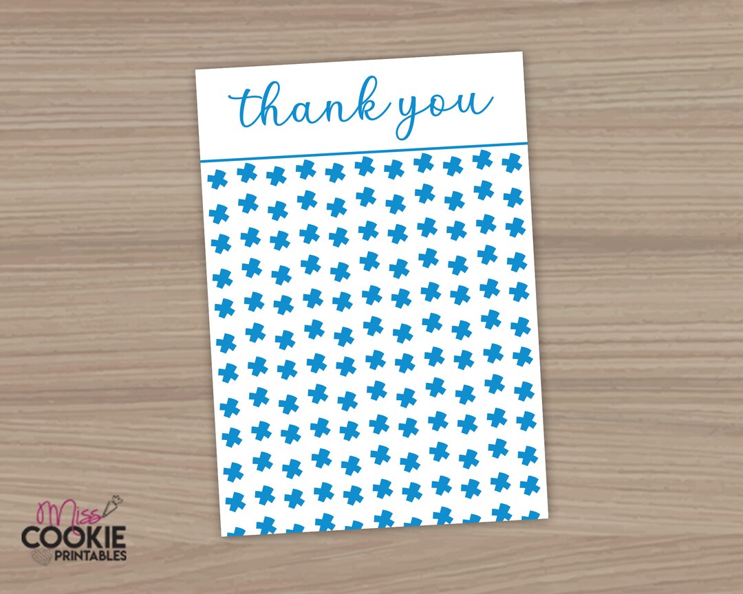 Printable Mini Cookie Card Thank You Appreciation 3.5" X 5" Doctor ...