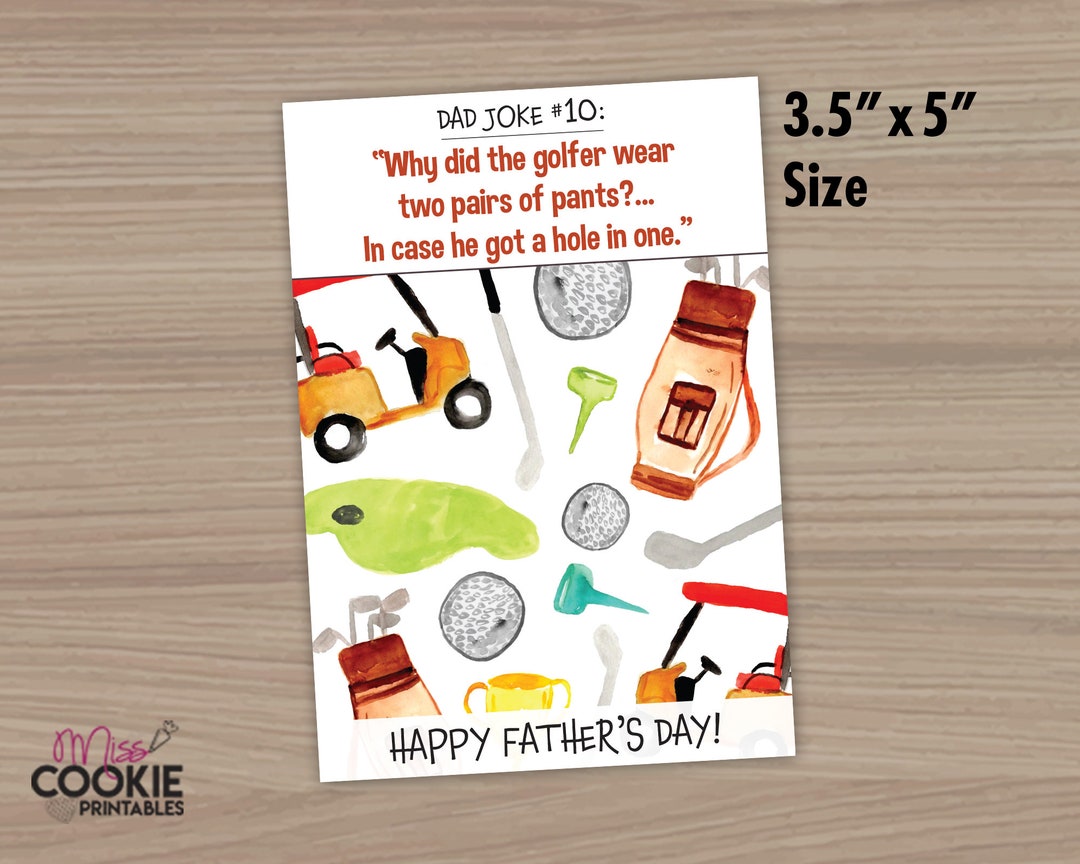 3.5" X 5" Dad Joke #3 Golf Cookie Card, Happy Father’s Day Cookie Card ...