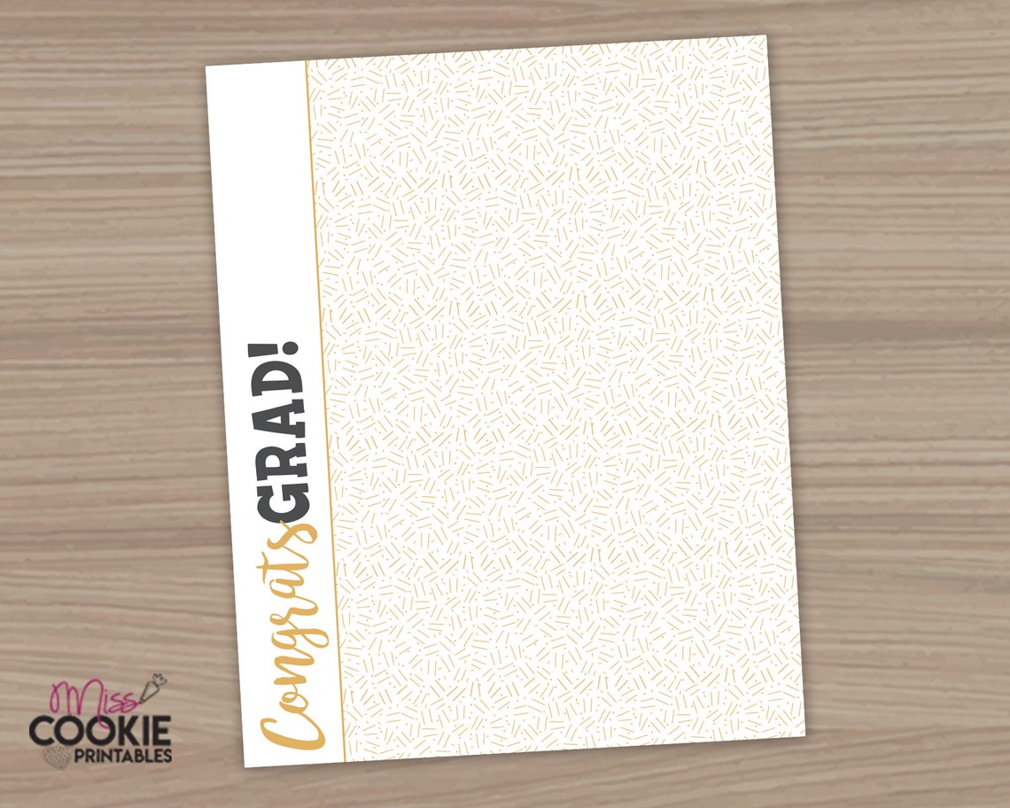 4” X 5” Printable "congrats Grad!” Graduation Gown Grad Cookie Card ...