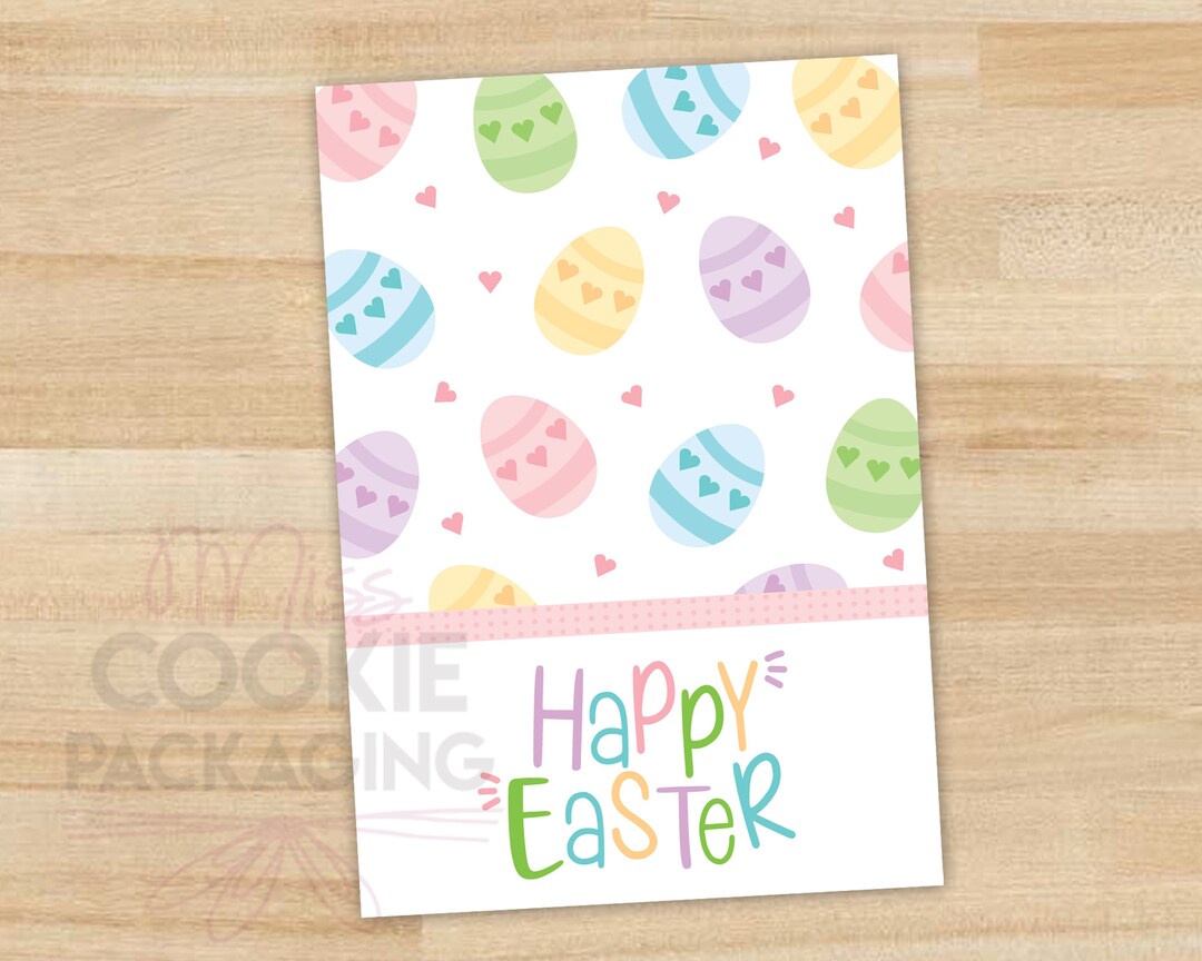 Happy Easter Colorful Eggs Hearts Mini Cookie Card, Easter Eggs Mini ...