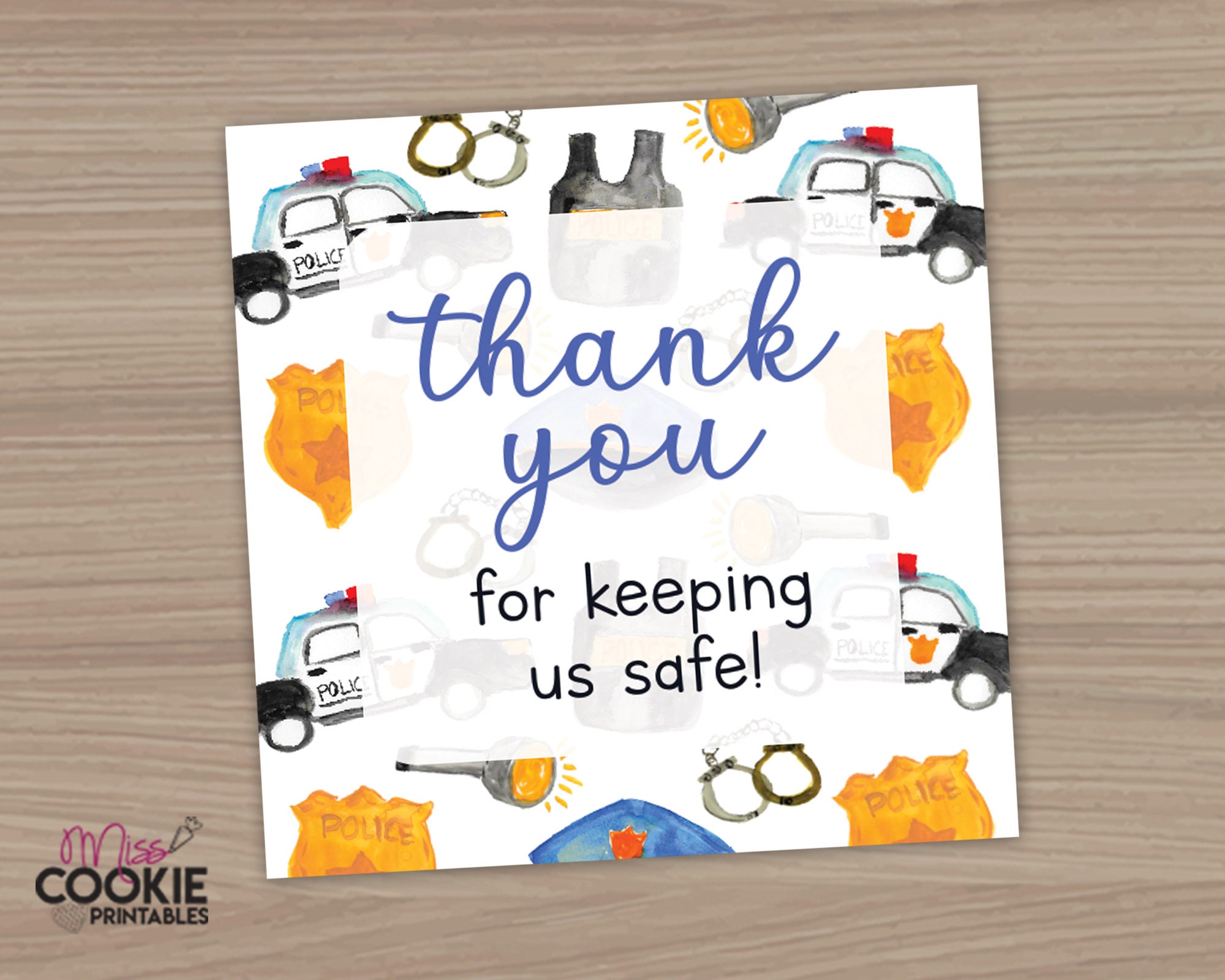 Printable Thank You For Keeping Us Safe 2 Inch Square Cookie Etsy