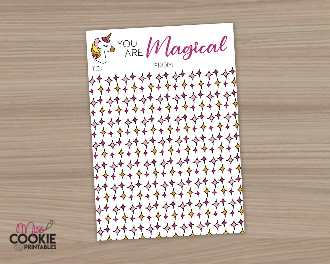 Printable Mini Cookie Card - 3.5" X 5" - You Are Magical - Cookie ...