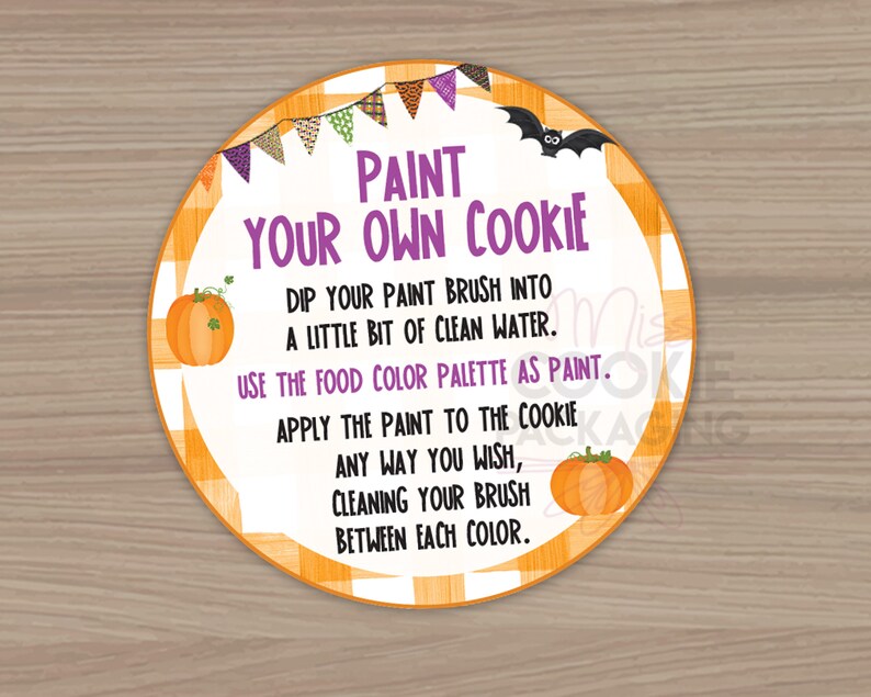 Halloween PYO 2" Cookie Tag, Halloween Paint Your Own Cookie Bag Tag ...