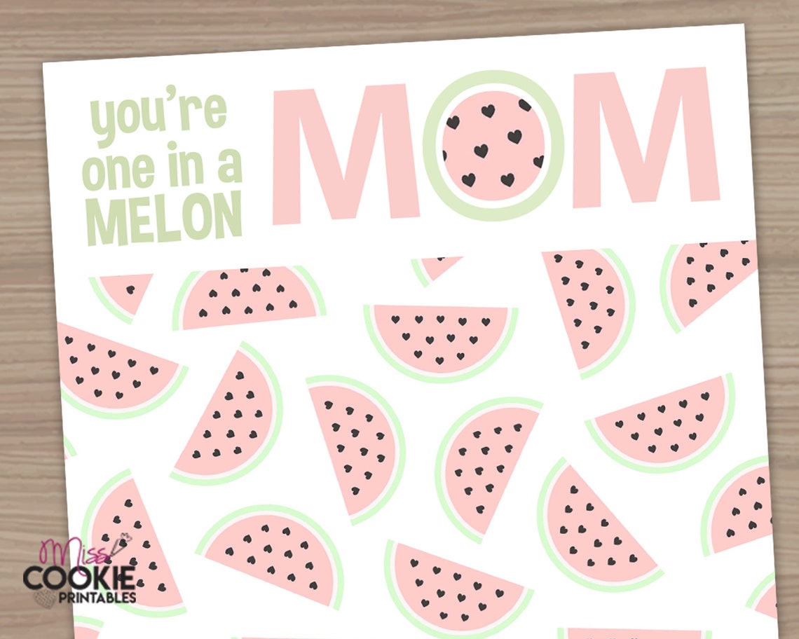 Printable Mini Cookie Card you're One in a Melon - Etsy
