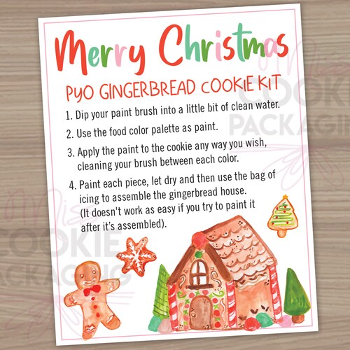 Printable Cookie Card 4 X 5 DIY Cookie Kit | Etsy