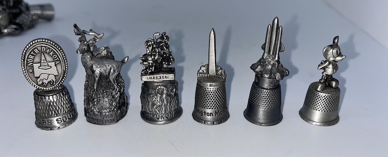 Pewter Thimbles, State Souvenir Thimbles, Mickey, Vermont, Nashville ...