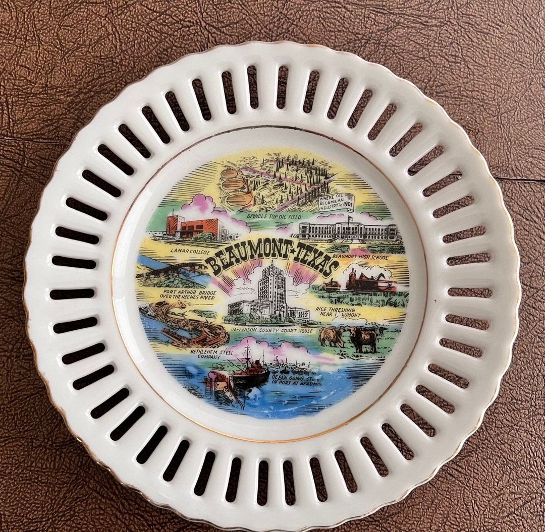 Vintage Collector Plate, Small Beaumont Texas Plate, Lamar College ...
