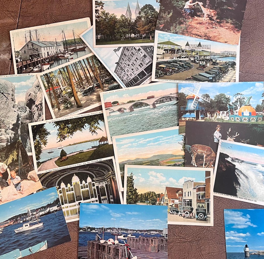 Vintage Bundle of 30 Maine Postcards, Postmarked, Antique Ephemera ...